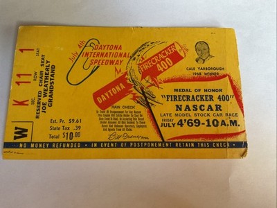 1969 NASCAR Daytona Firecracker 400 Ticket Stub, LeeRoy Yarbrough Win ...