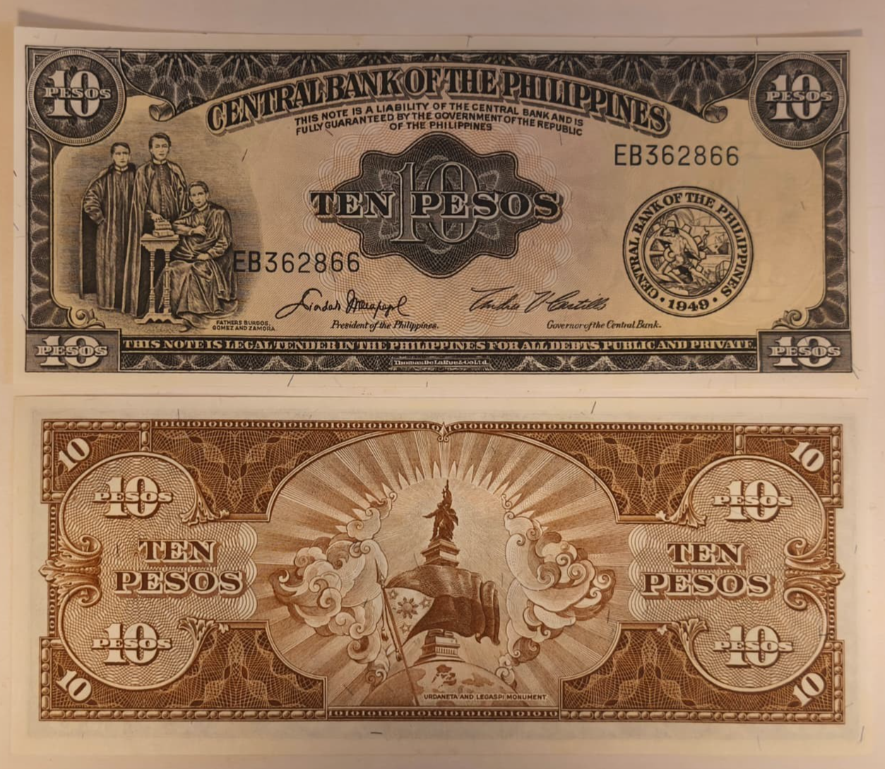Philippines 10 Pesos 1949 P136 Sign 5 UNC Consecutive 2 Pcs | eBay UK