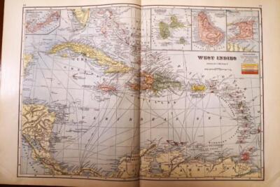 1911 RARE ANTIQUE CRAM ATLAS MAP OF THE WEST INDIES-EXCELLENT DETAIL | eBay