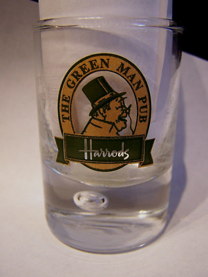 THE GREEN MAN PUB, HARRODS, ENGLAND~SOUVENIR ADVERTISING SHOT GLASS | eBay