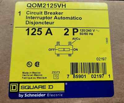 NEW Square D QOM2125VH 125 Amp QOM2 Frame Size Main Circuit Breaker ...