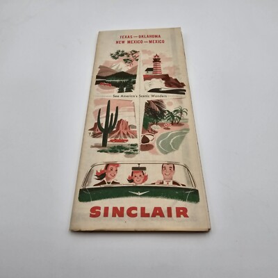 Vintage Sinclair Texas Oklahoma New Mexico Mexico Gas Station Travel Road Map | eBay