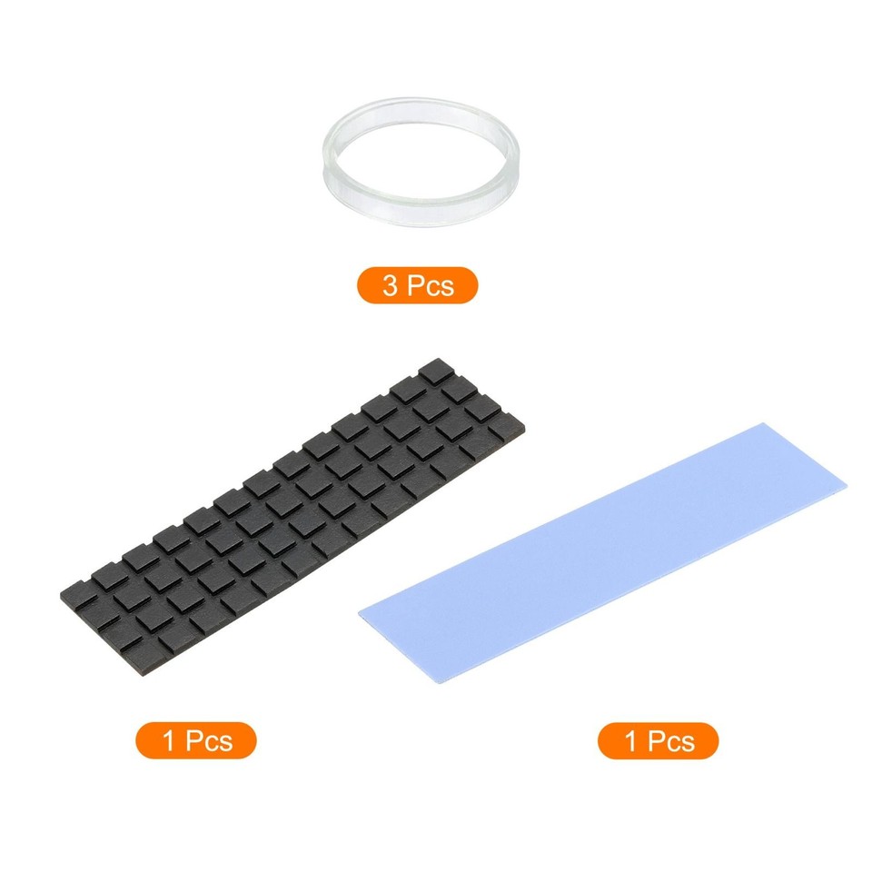 1 Set Copper Heatsink 70x20x1.5mm W Thermal Pad Rubber Ring for M.2 SSD ...