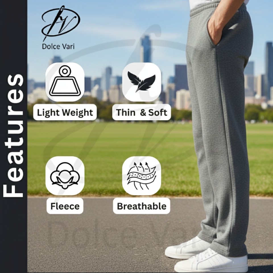 Mens Fleece Open Hem Bottoms Track Pants Casual Joggers Jogging ...