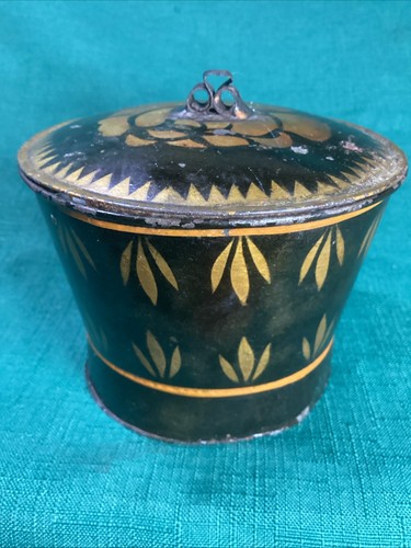 ANTIQUE American PAINTED TINWARE TOLE Sugar Bowl c1830s Found In ...