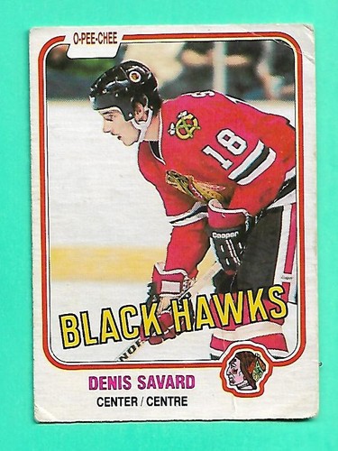 (1) DENIS SAVARD 1981-82 O-PEE-CHEE # 63 BLACK HAWKS ROOKIE CREASED ...