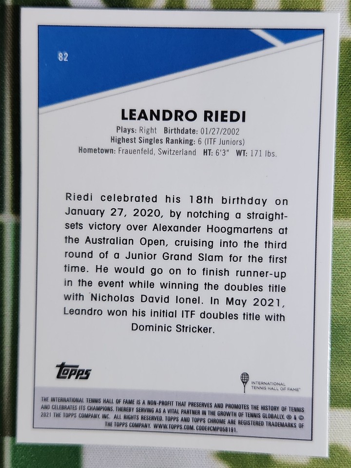2021 Topps Chrome Tennis Sapphire Edition Card #82 Leandro Riedi | eBay