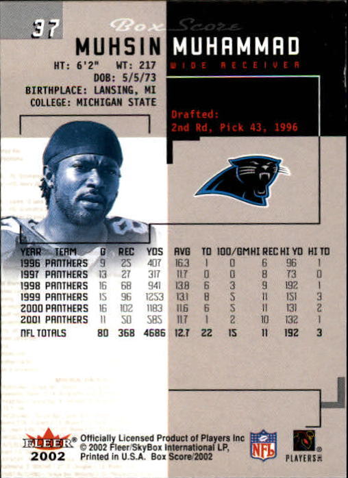 2002 Fleer Box Score Football Card #37 Muhsin Muhammad | eBay
