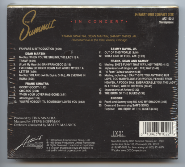 SINATRA . The Summit Concert . 24 KARAT . DCC cd . Limited VERY LOW ...