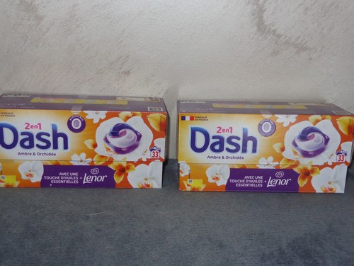 Lessive Dash pods 2 boîtes x 33 doses Ambre et Orchidée | eBay