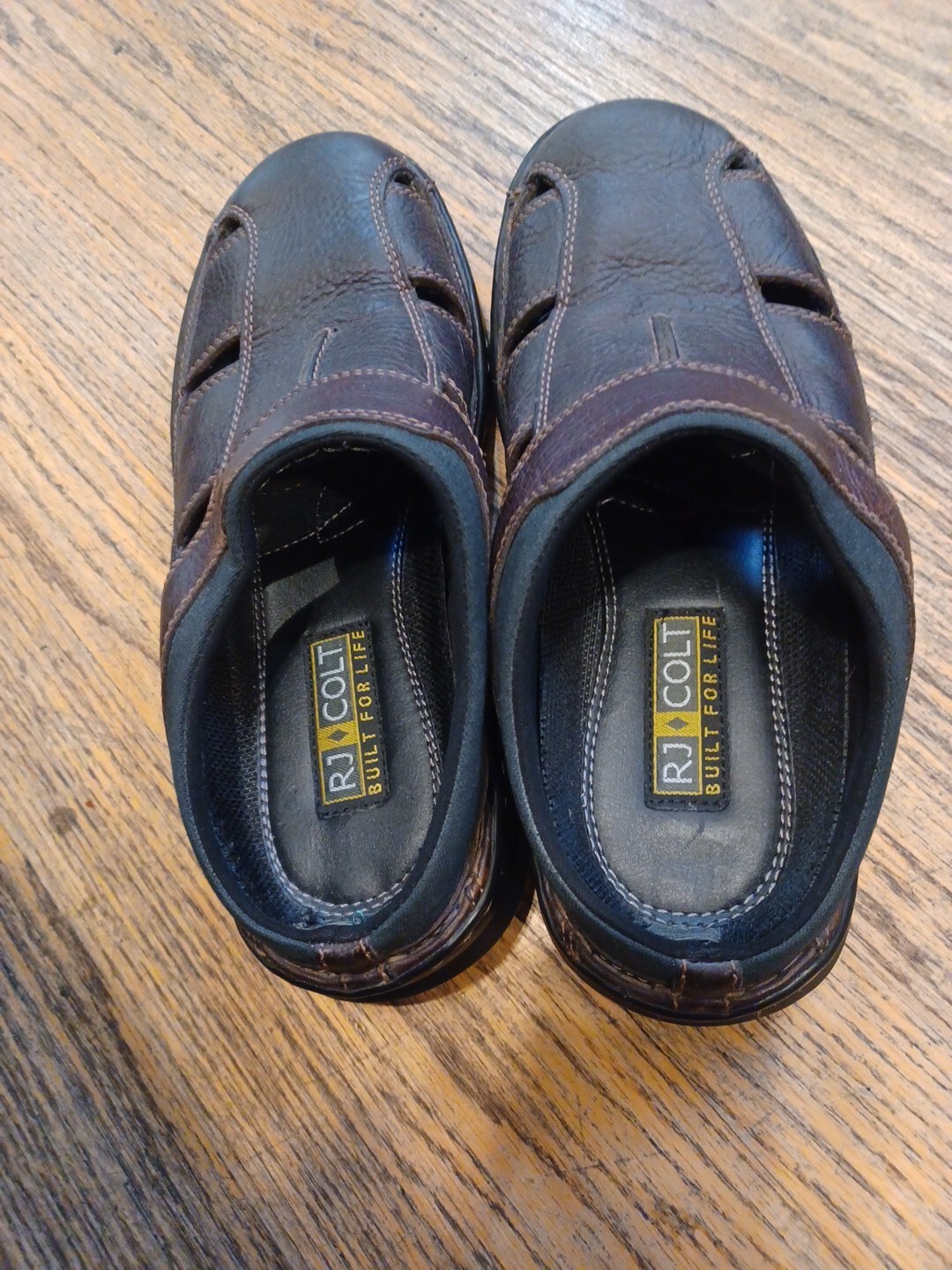 RJ Colt sandals,Graham built for life, brown Leather slides leather ...