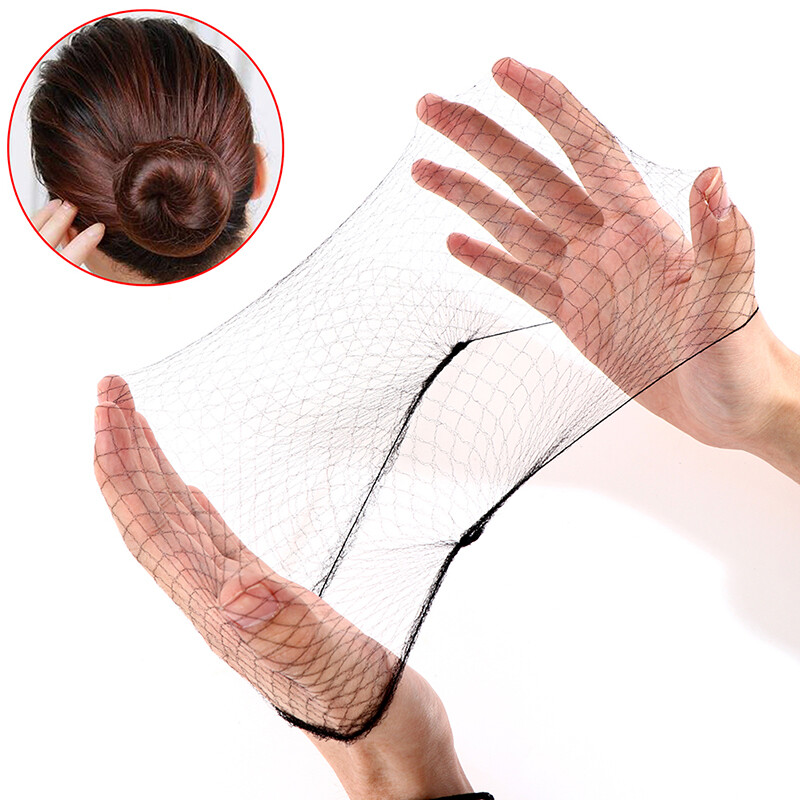 100x Black Invisible Hair Nets Elastic Edge Mesh Hairnet Stretch ...