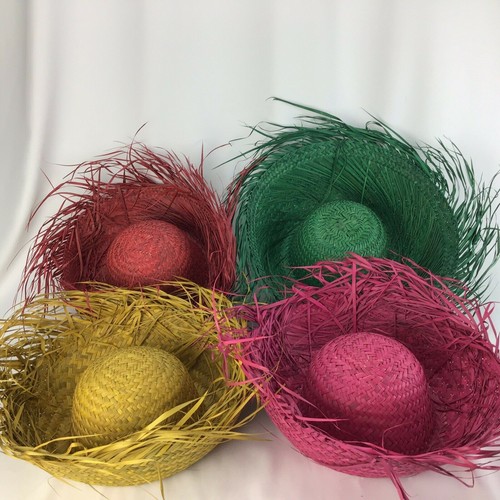 4 LOT Straw Hat Wicker Wheat Costume Scarecrow Farmer Strawhat Fall ...