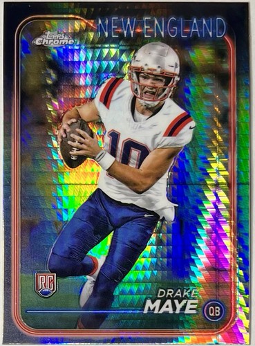 2024 Topps Chrome Football Drake Maye Prizm Refractor RC Rookie #203 ...