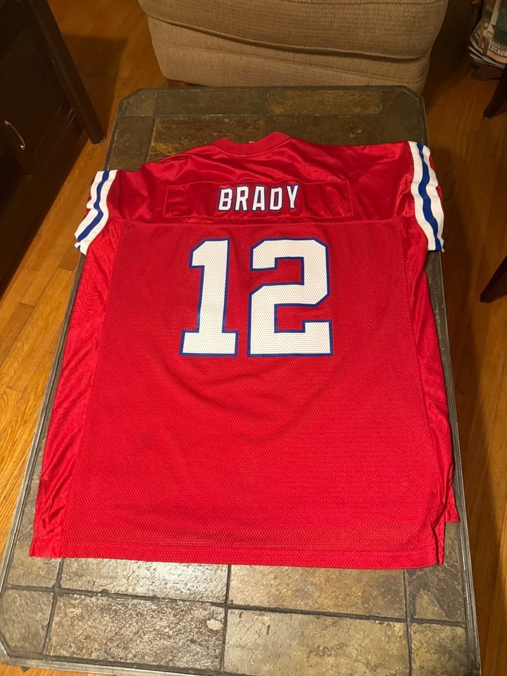 Vintage NFL Reebok New England Patriots Tom Brady Jersey Red Throwback ...