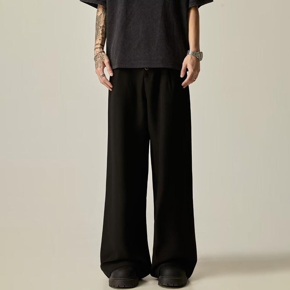 Men Baggy Casual Wide Leg Pants with Draped Design and Colorful Buttons ...