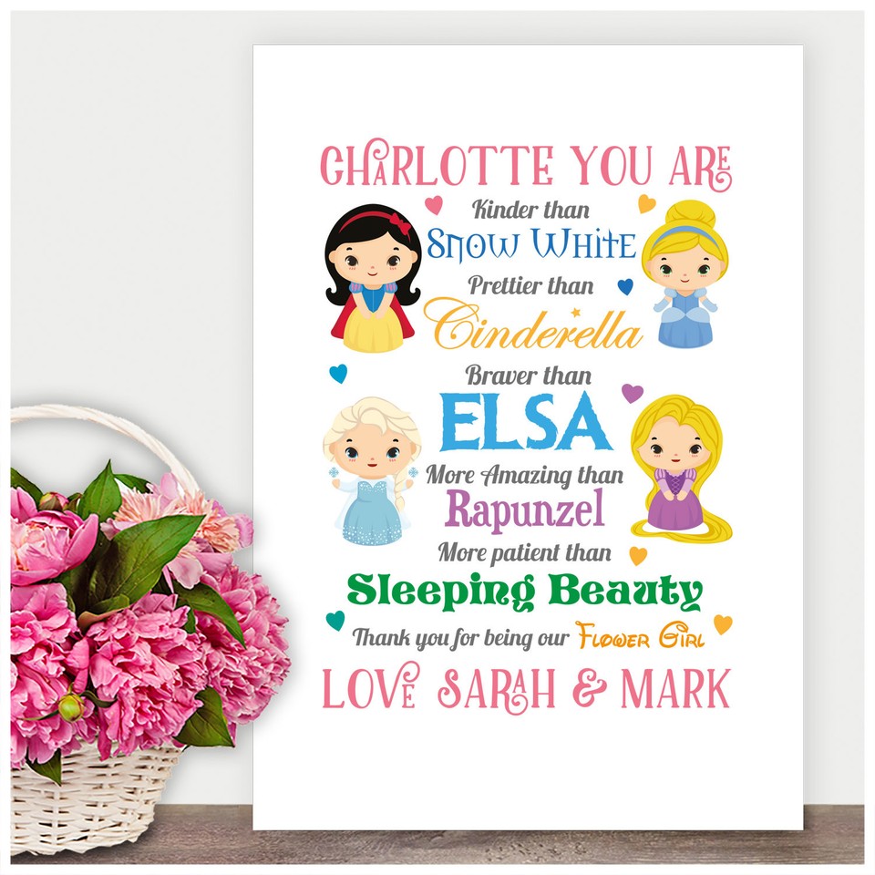 Princess PERSONALISED Flower Girl Thank You Gifts Wedding Favours ...