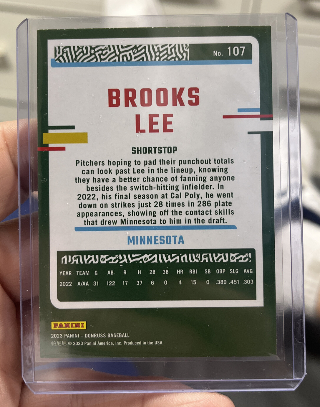 BROOKS LEE 2023 Donruss Carolina Blue Holo Card!! MINNESOTA TWINS | eBay