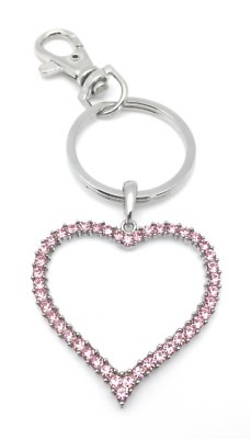 Pink Heart Key Ring Handbag Charm Crystal Zipper Pull Jewelry ...