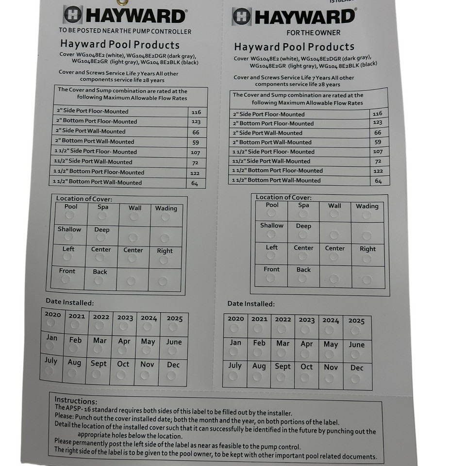 Hayward WG1030AVPAK2 Dual Submerged Suction Outlet Set and Covers Main ...