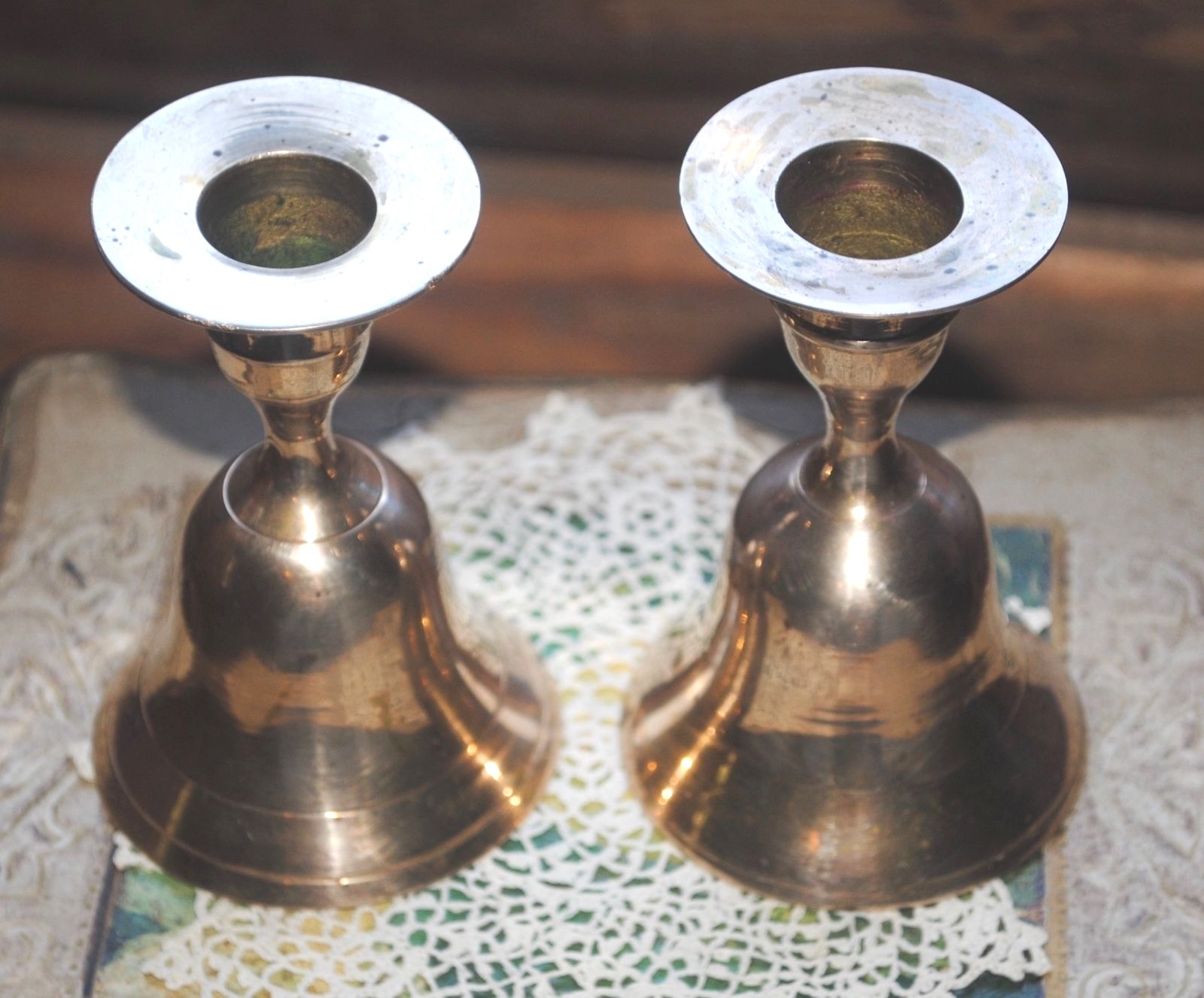 Pair of Vintage Brass Candle Stick Bell Holders 4” Tall - NICE | eBay