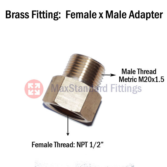 M20 M20x1.5 to 1/2" NPT Fitting Adaptor Male Female Pipe Connector ...