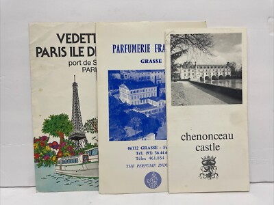 Lot 3 French Travel Guide Map Pamphlet Chenonceau Castle Parfumerie ...