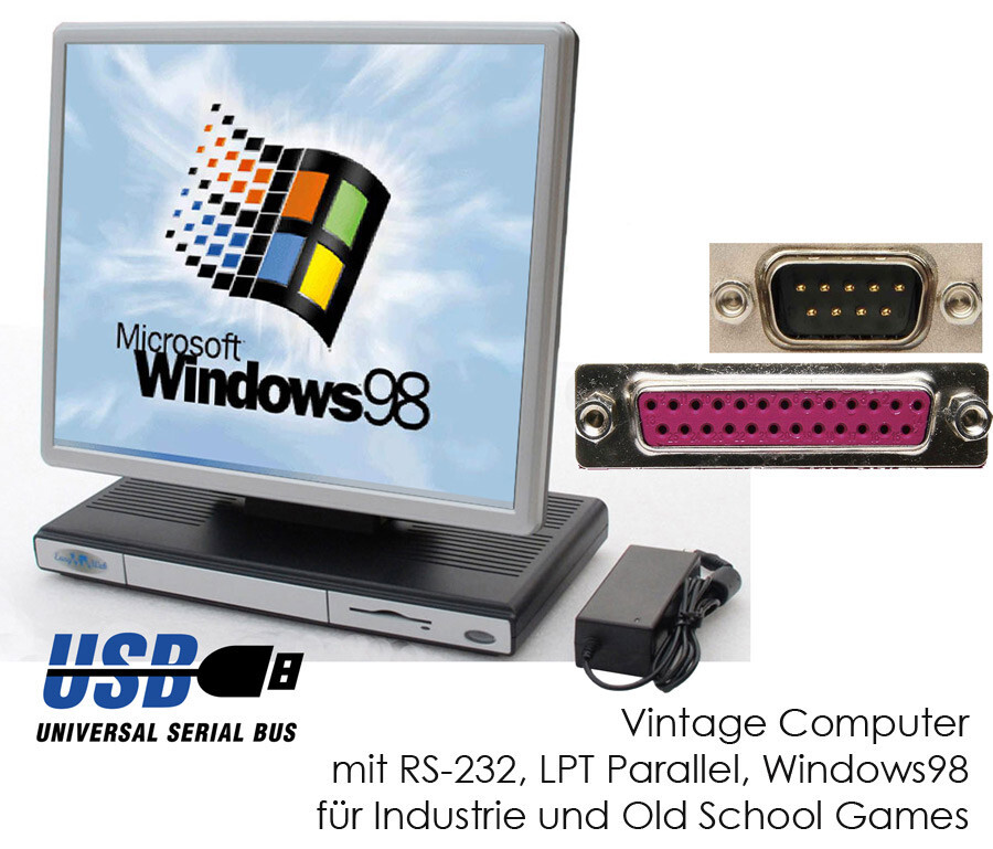 Mini PC Compact Computer Monitor Thinclient Windows 98 SE RS-232 LPT ...