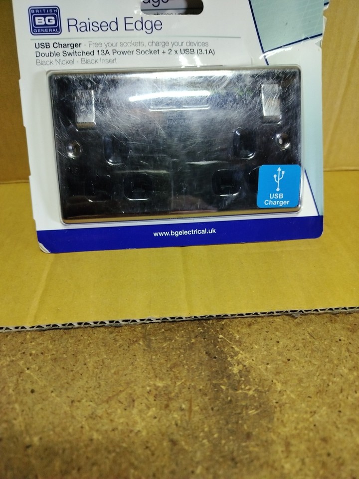 BG 13A Screwed Raised Plate Double Switched Power Socket + 2 X USB ...