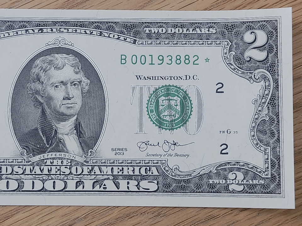 2013 $2 NEW YORK District UNC/GEM STAR NOTE B00193882* 1 OF 3 CONS ...