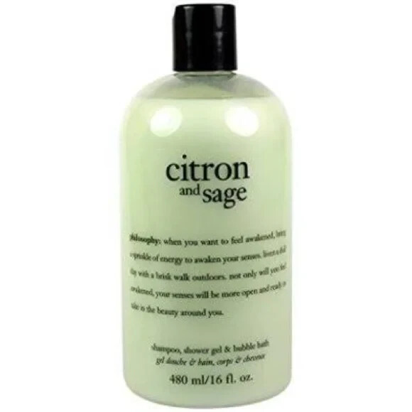 3 x New Philosophy Citron & Sage Shampoo, Shower Gel & Bubble Bath 16oz ...