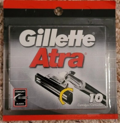 Vintage Gillette Atra Pivoting Shaving Blades 10 Pack Cartridges Refill ...