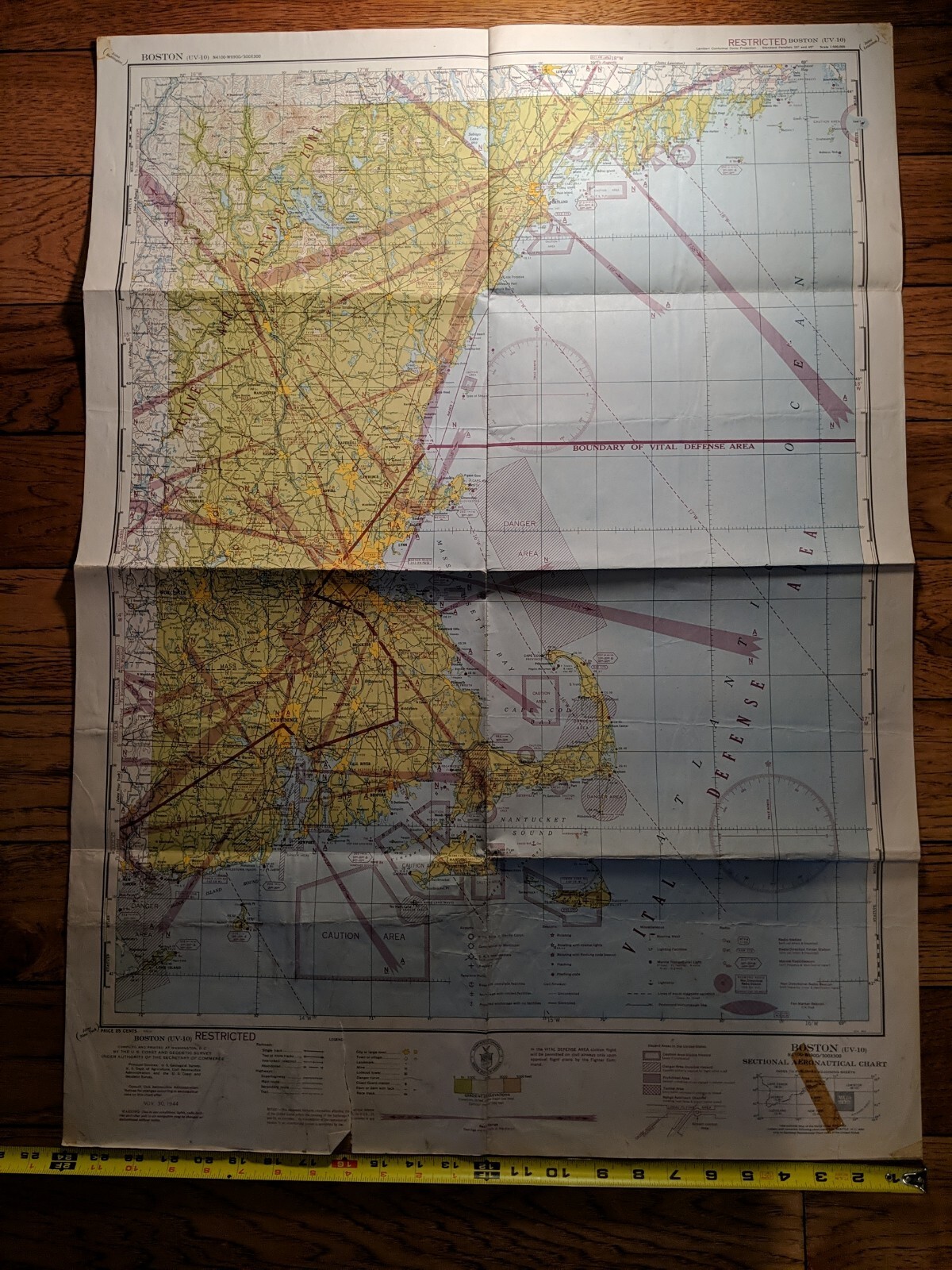 Vtg Boston 1944 Sectional Aeronautical Chart Map (UV-10) Map Decor ...