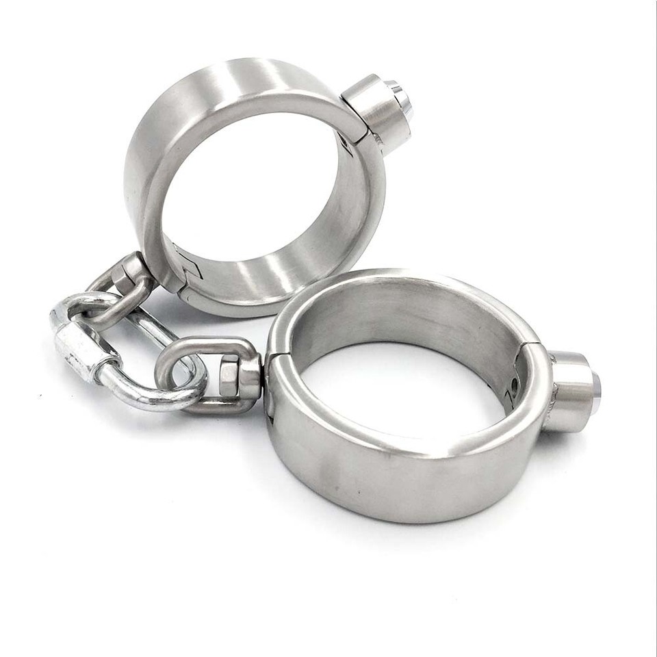 Heavy Duty Stainless Steel Bondage Handcuffs Ankle Cuffs Slave Neck ...