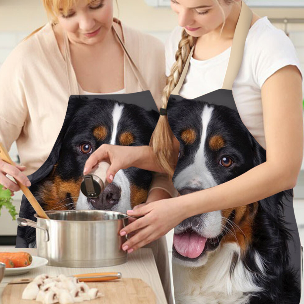 Dog Printed Linen Apron Waterproof Kitchen Cooking Bibs Apron for Men ...
