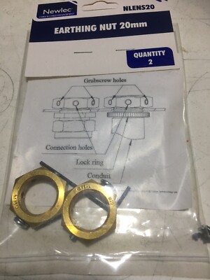 Earthing Nut SWA Size 20mm Brass Earthing Locknut Pack of 2 | eBay UK