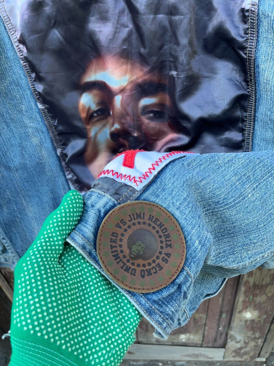 GRAIL🎸 Ecko Unltd. x Jimmy Hendrix Denim Patchwork Jacket GRAIL🎸 Ecko Unltd. x Jimmy Hendrix Denim Patchwork Jacket