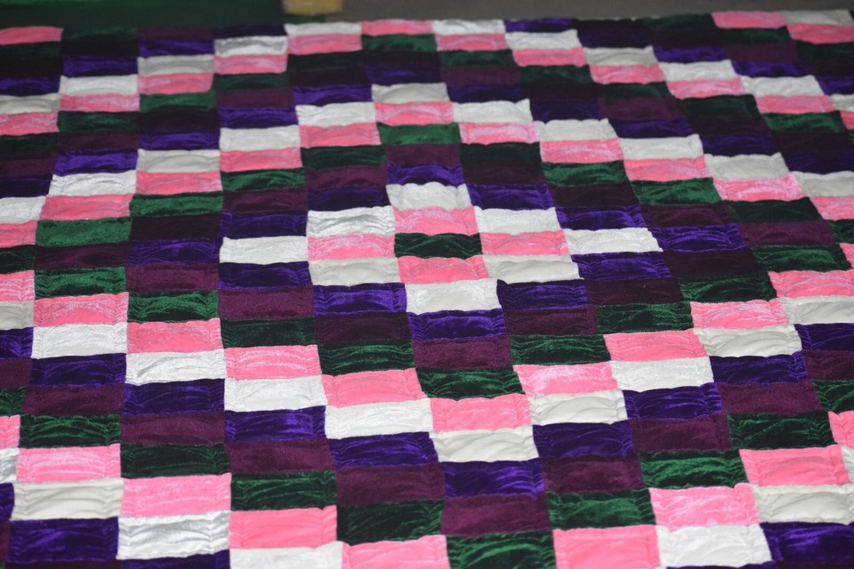 Velvet patchwork FINISHED QUILT Velvet Blanket Velvet valentine day ...