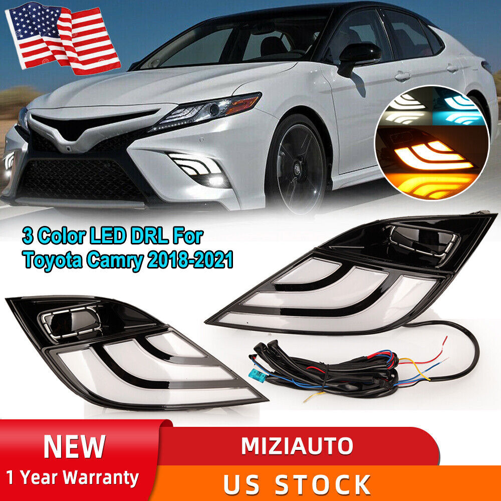 For 2018-2020 Toyota Camry SE XSE 3 Color LED DRL Daytime Running Light ...