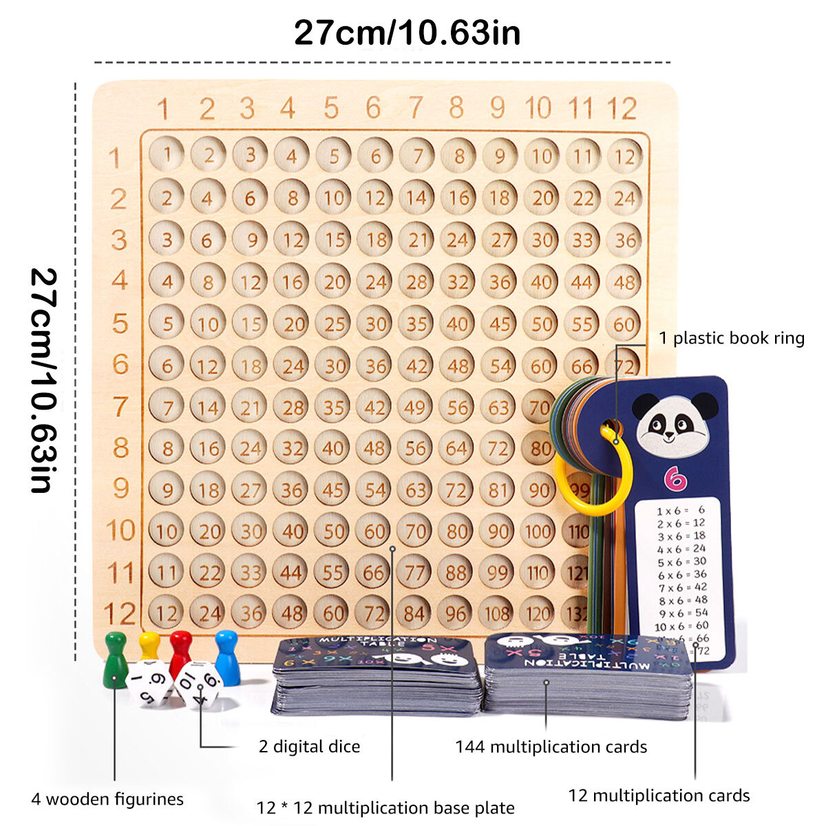 Wooden Multiplication Game Colorful Montessori Math Multiplication ...