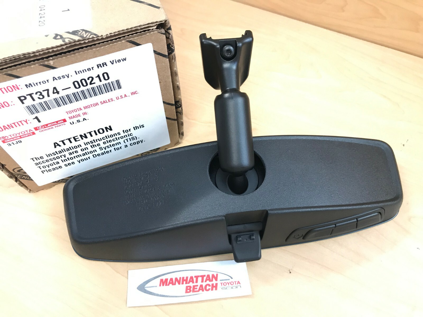 NEW Genuine Toyota Interior FRAMELESS HOMELINK REAR VIEW MIRROR PT374 ...