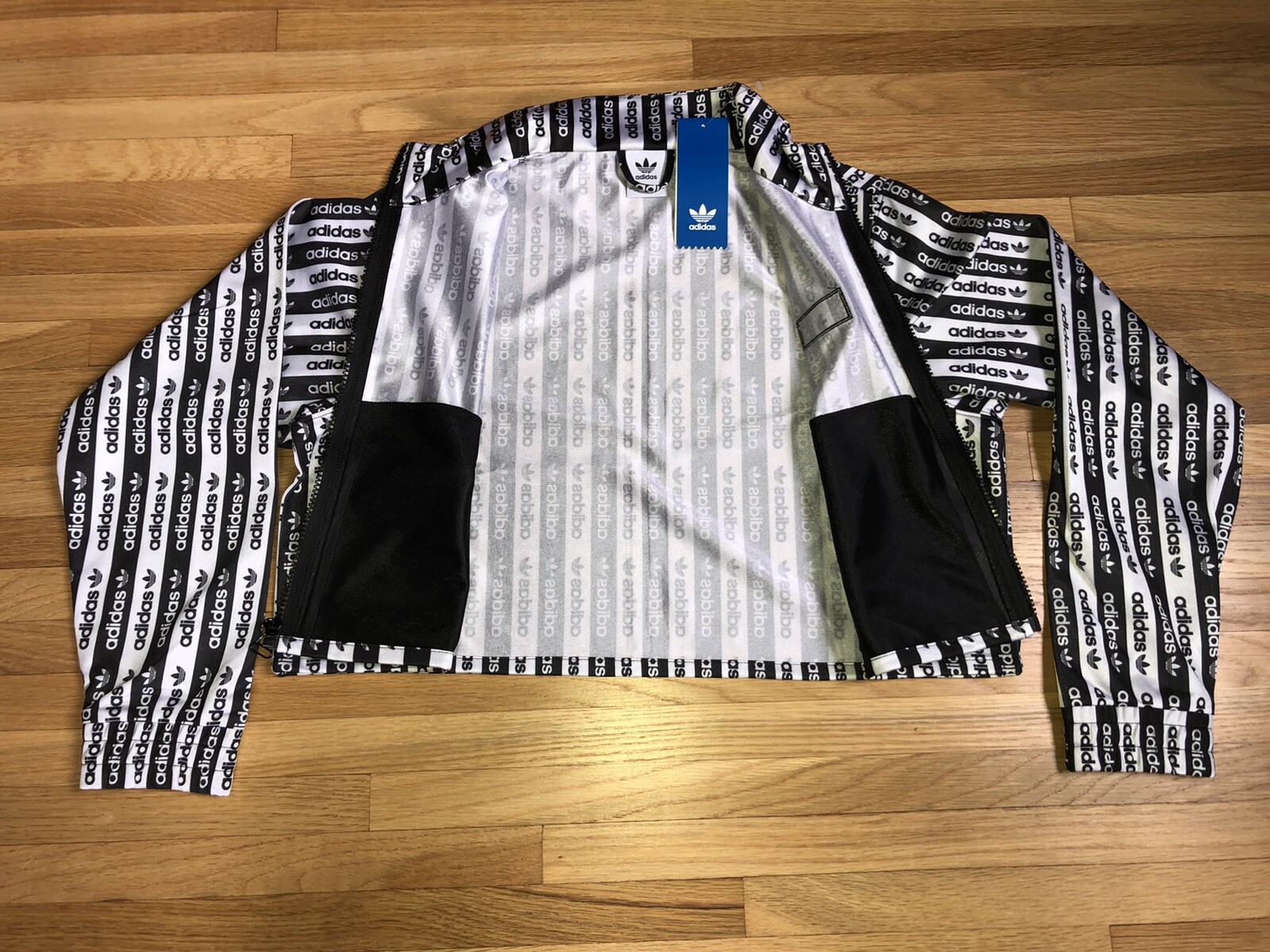 Adidas Womens Originals Full Zip Track Top FM2489 Black and White-Sizes ...