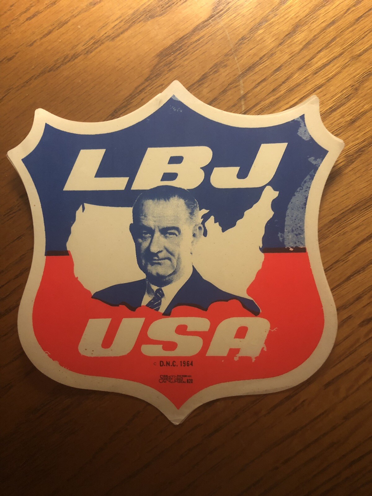 Vintage LBJ USA Jugate Shield Bumper Window Sticker Unused | eBay