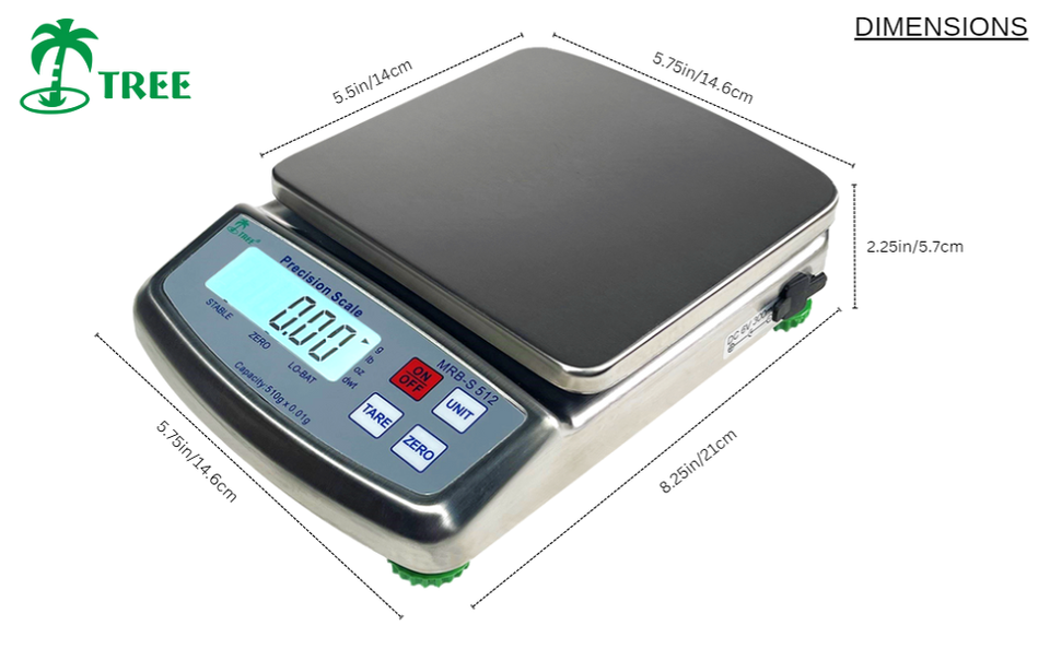 Tree MRB-S-2201 Portable Stainless Bench Scale Balance 2200g x 0.1 Gram ...