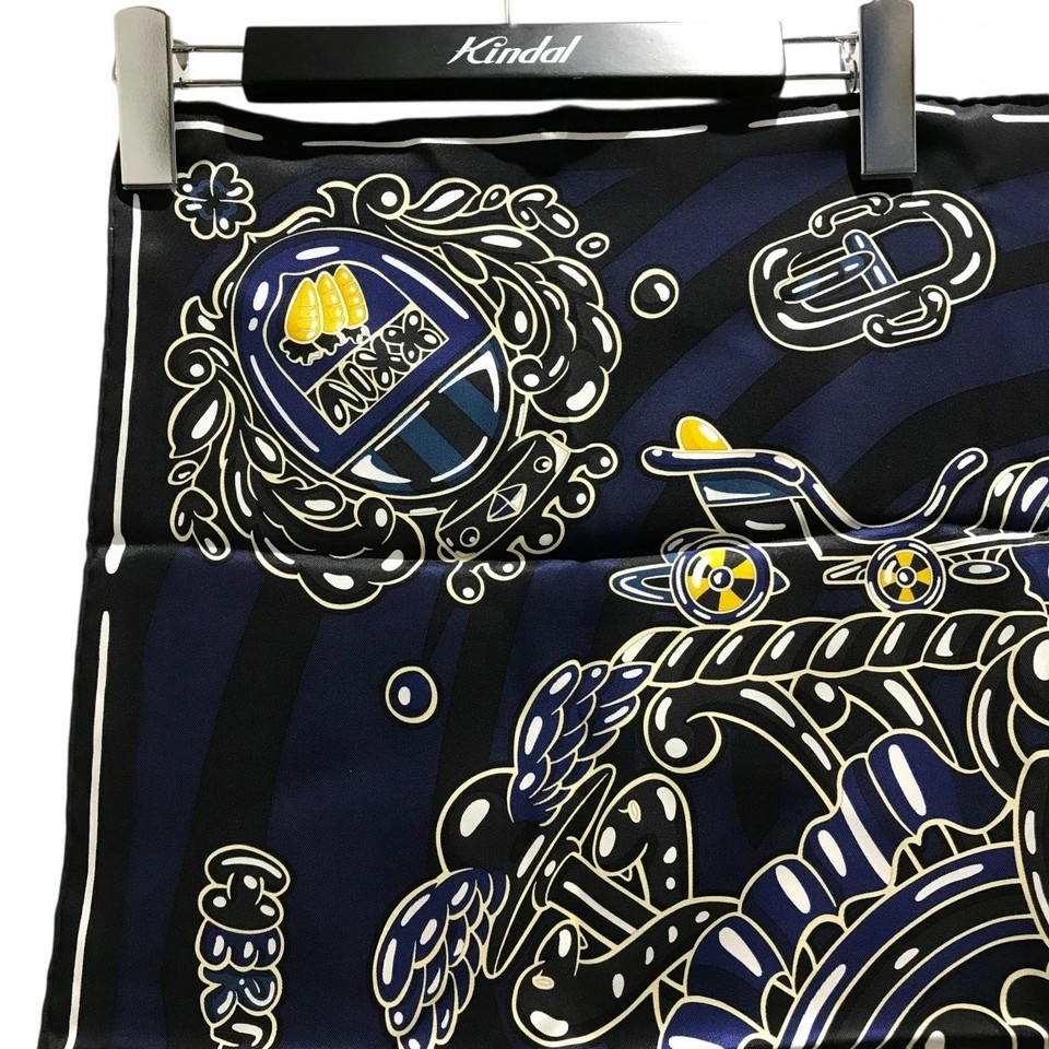 HERMES Carre 70 Silk Scarf CANDY LIBRIS Navy W/Tags No Box Used. | eBay ...