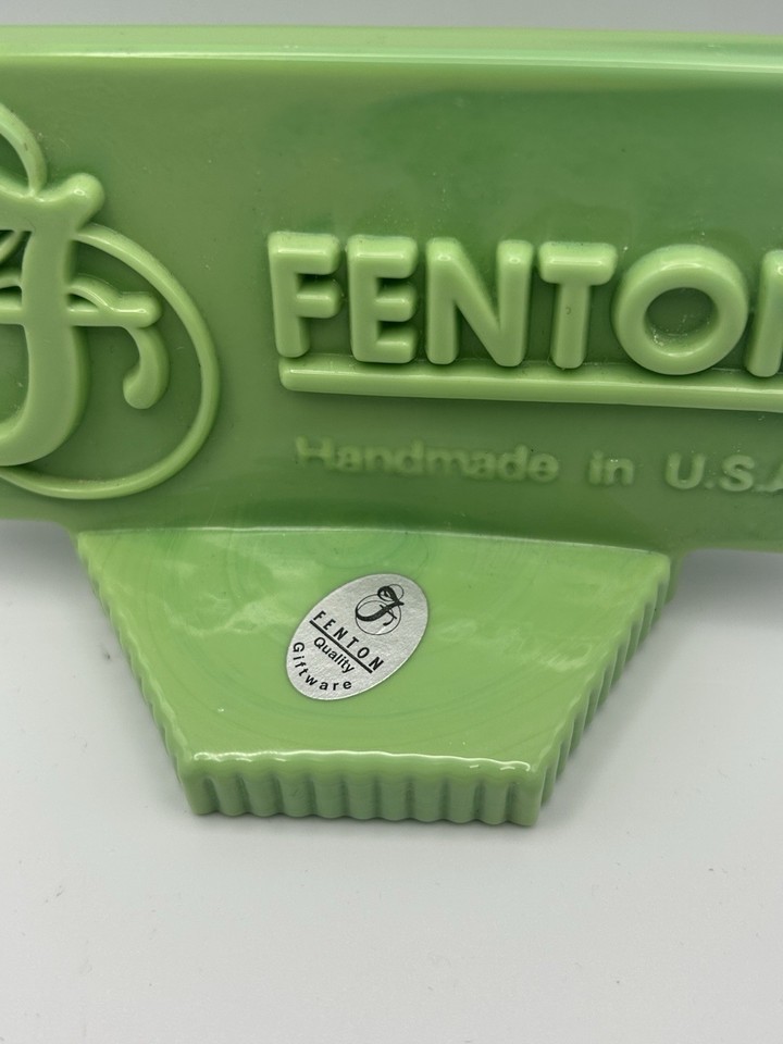 Fenton Glass Slag Green Dealer Logo Sign | eBay