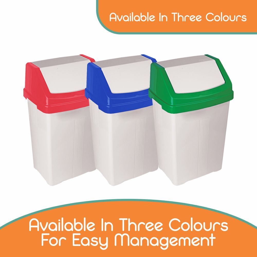 50L Large Plastic Dustbins With Lid Swing Top For Kitchen Waste Bin ...