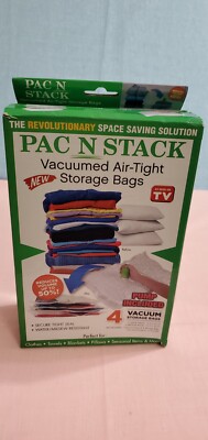 PAC N STACK – 4 Vacuum Sealing Storage Bags PUMP INCLUDED AS SEEN ON TV ...