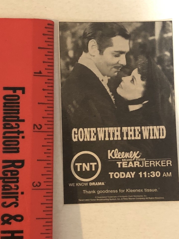 Gone With The Wind Vintage Tv Guide Print Ad Clark Gable Vivien Leigh ...