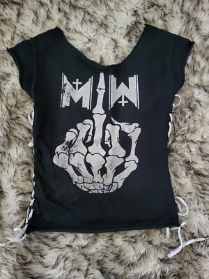 Motionless In White MIW Middle Finger Customized Black T Shirt M | eBay